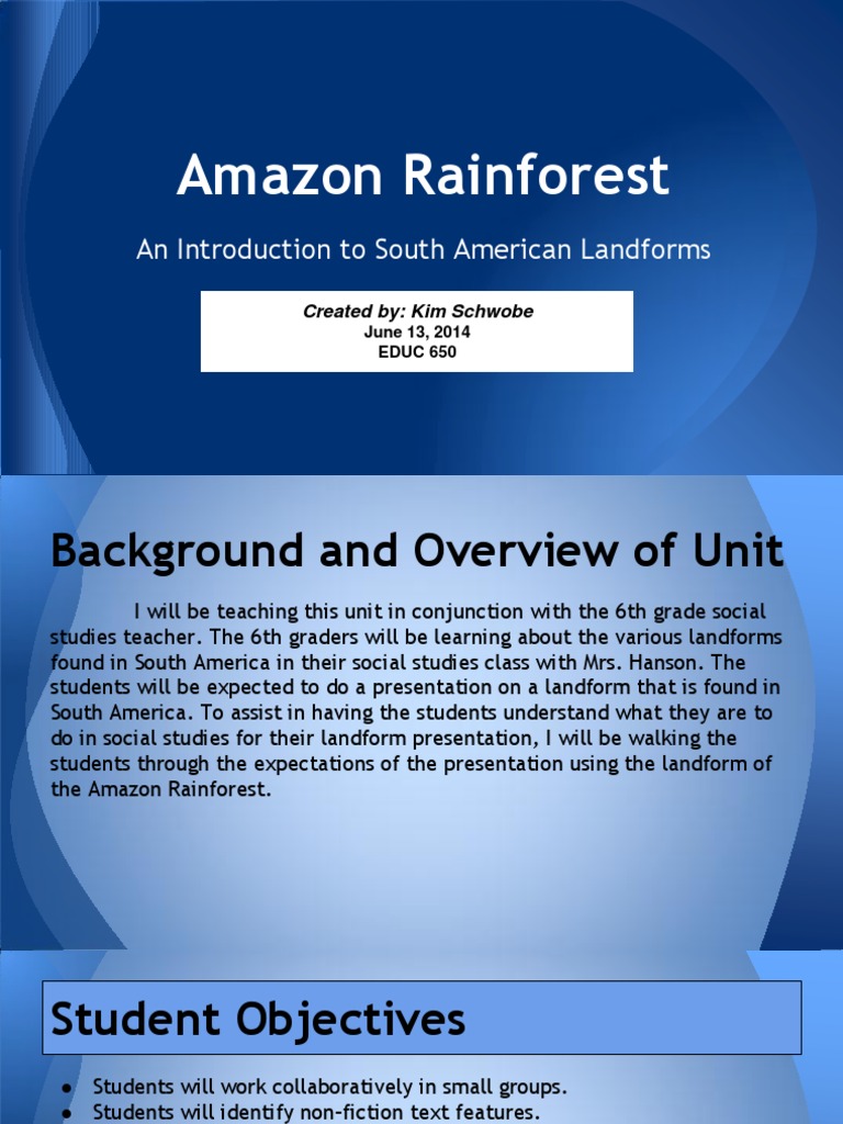 Amazon Rainforest Study Unit | PDF | Teachers | Learning