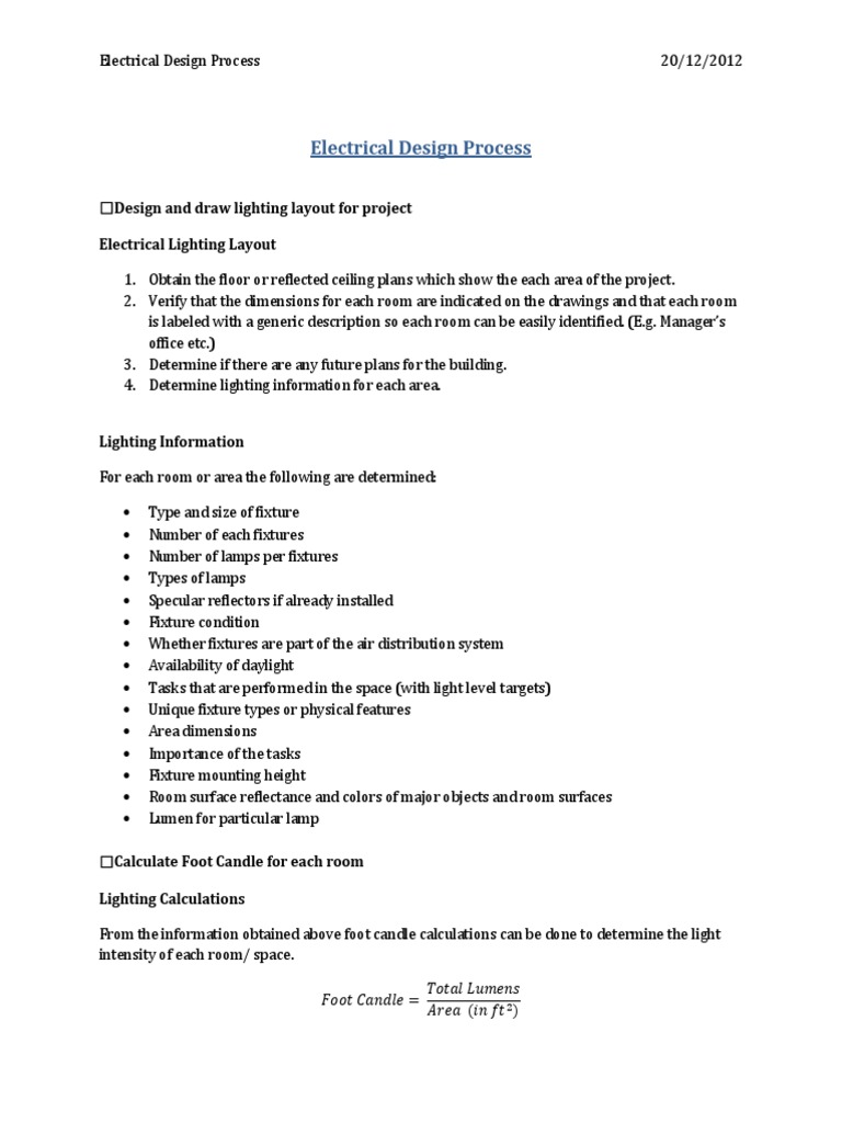 Electrical Design Process | PDF | Lighting | Electrical Wiring