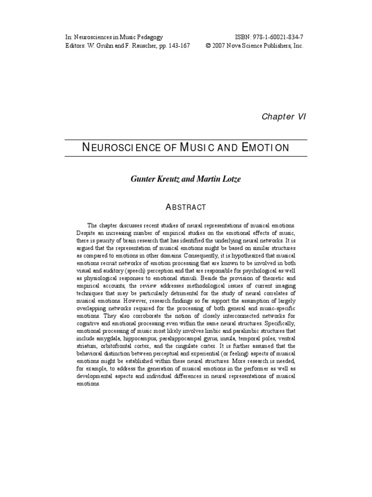 Euroscience of Usic and Motion: Gunter Kreutz and Martin Lotze | PDF ...