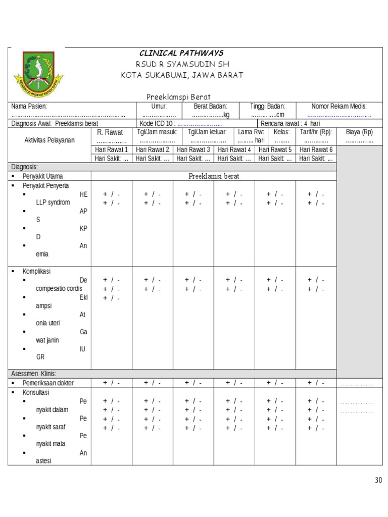 Format Clinical Pathways 6 Hari PEB | PDF