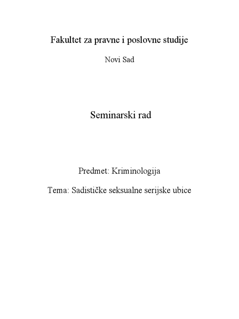 Sadistički Seksualni Serijski Ubice | PDF