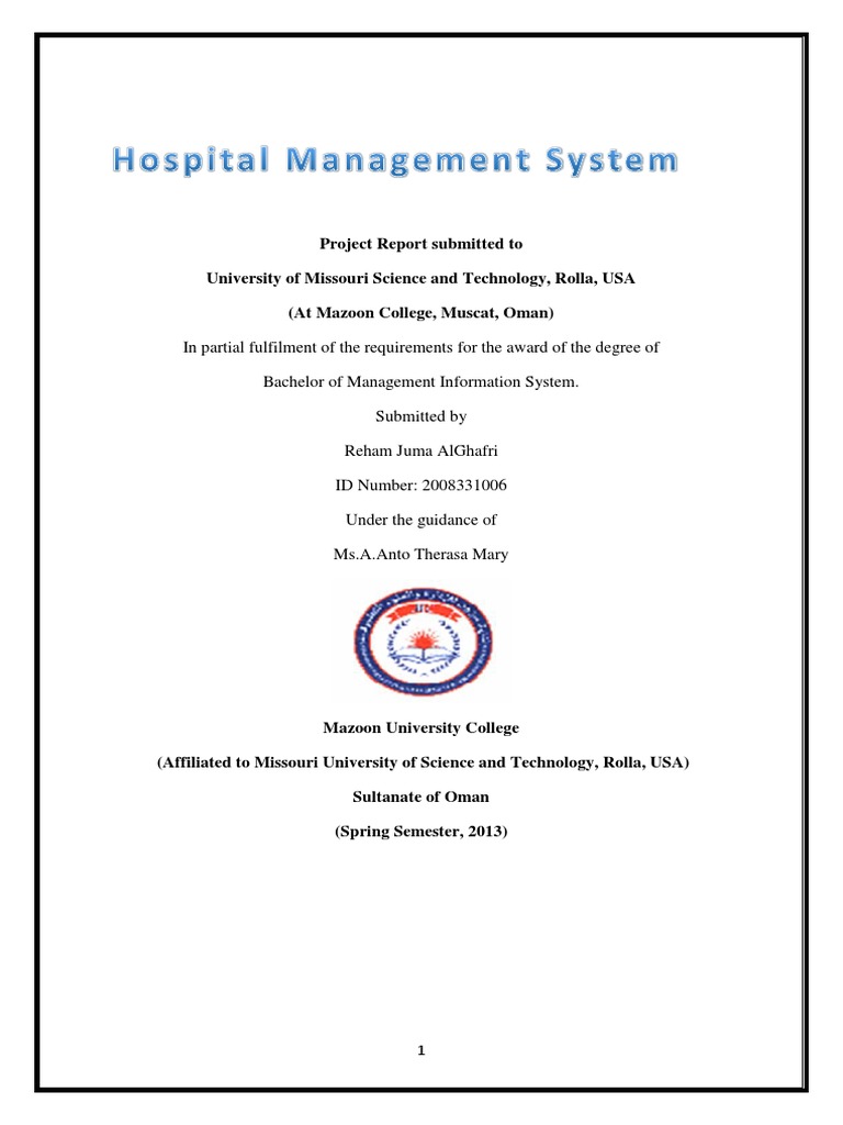 Hospital Management System Project Report | PDF | Microsoft Access ...