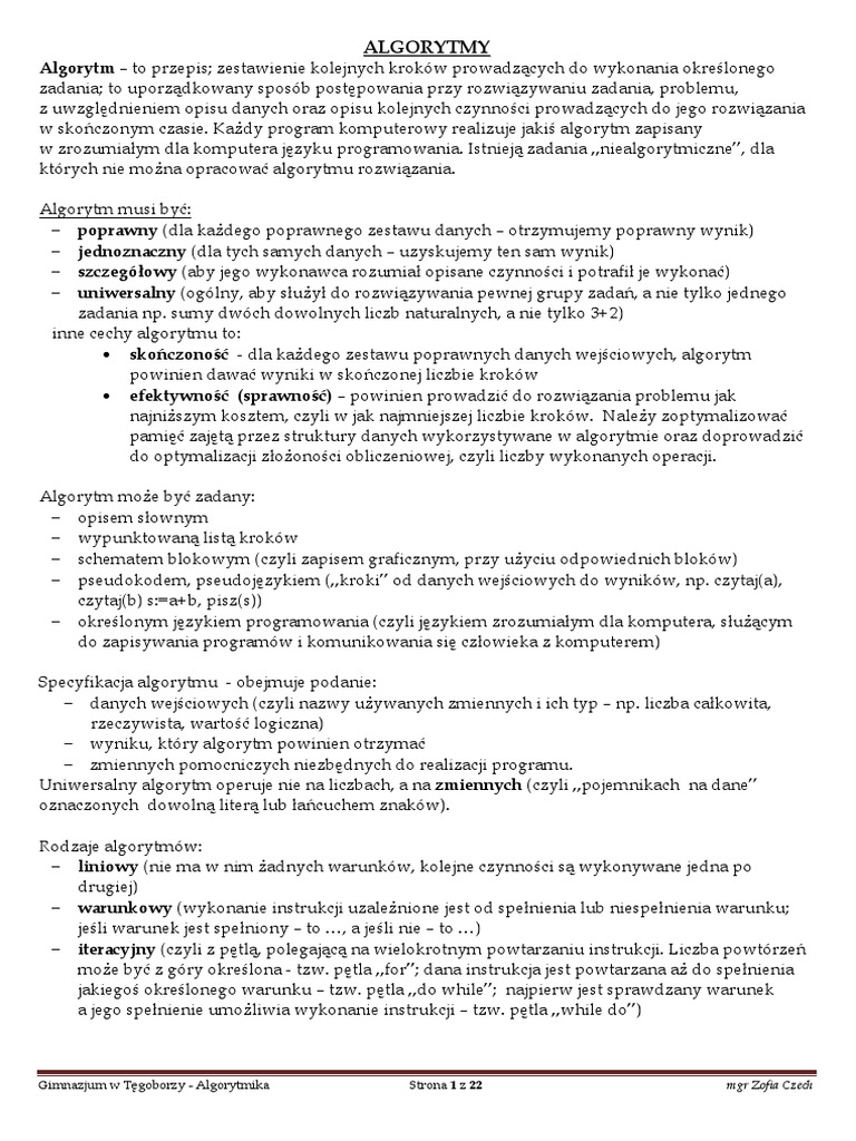 Algorytmy Przyklady | PDF