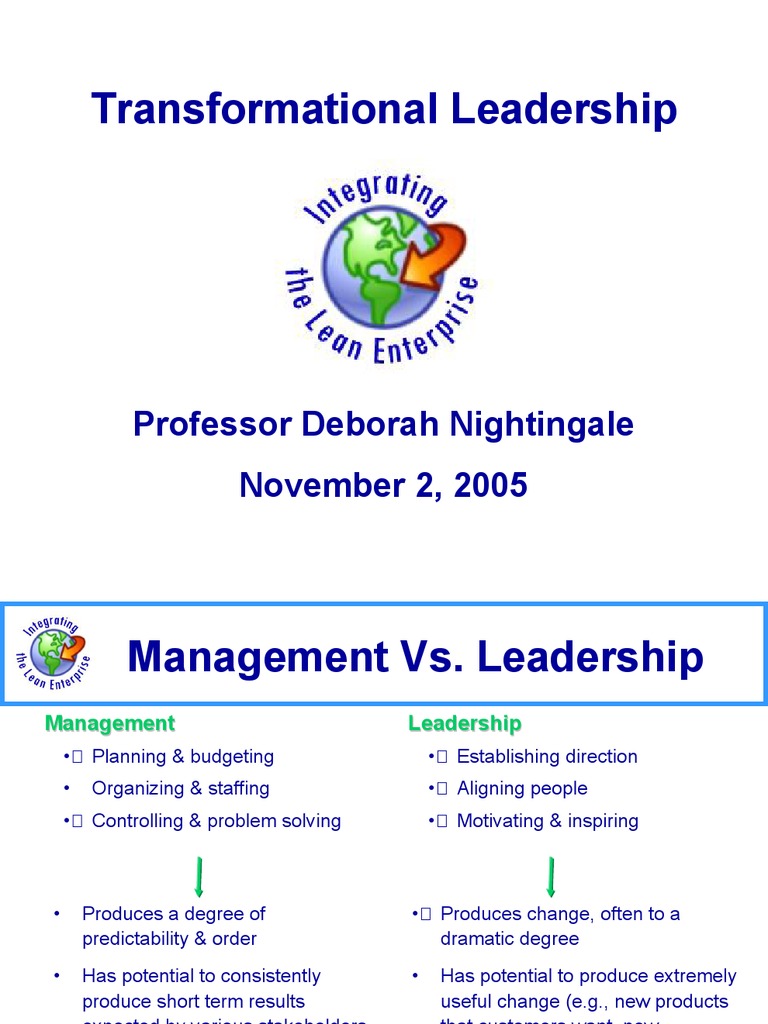Transformational Leadership: Professor Deborah Nightingale November 2 ...