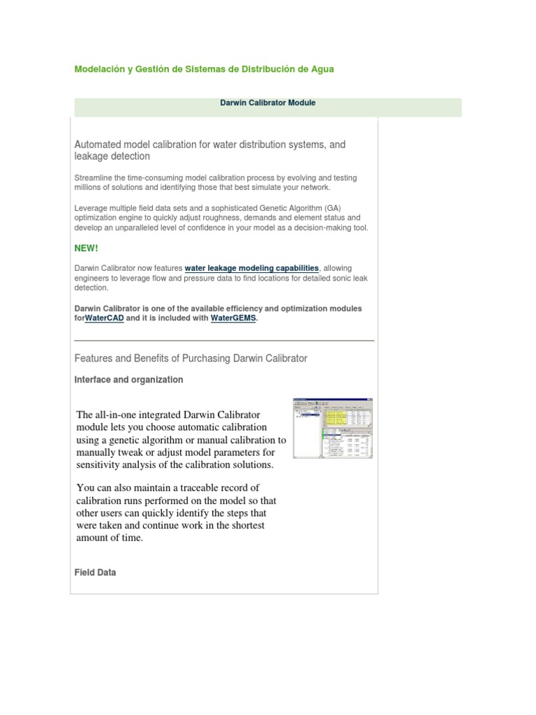 Darwin Calibration Watercad Pdf Genetic Algorithm Calibration
