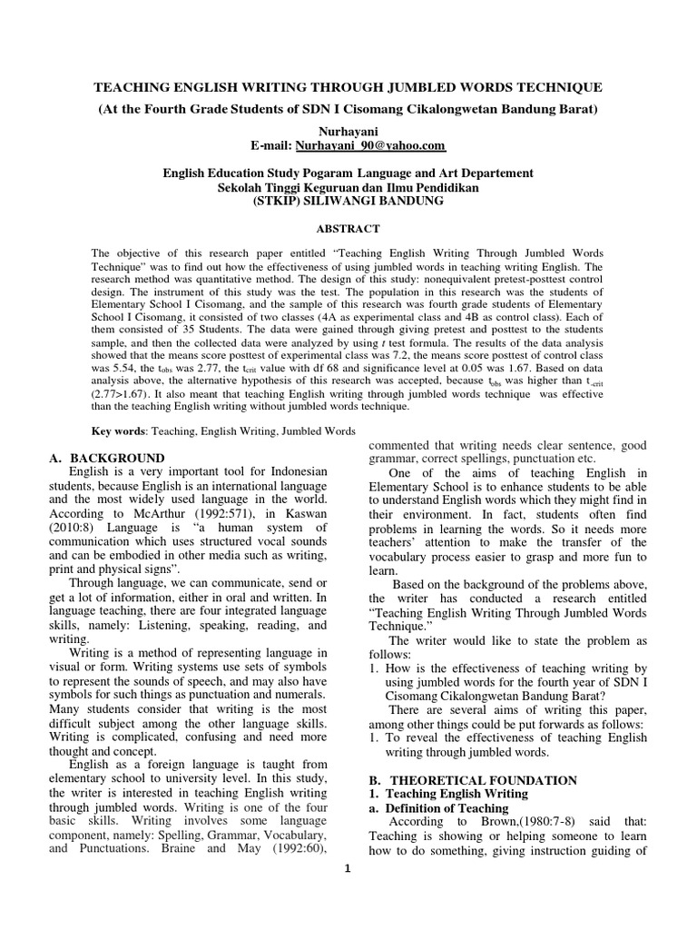 Jumbled Words in English Writing Teaching | PDF | Statistical ...