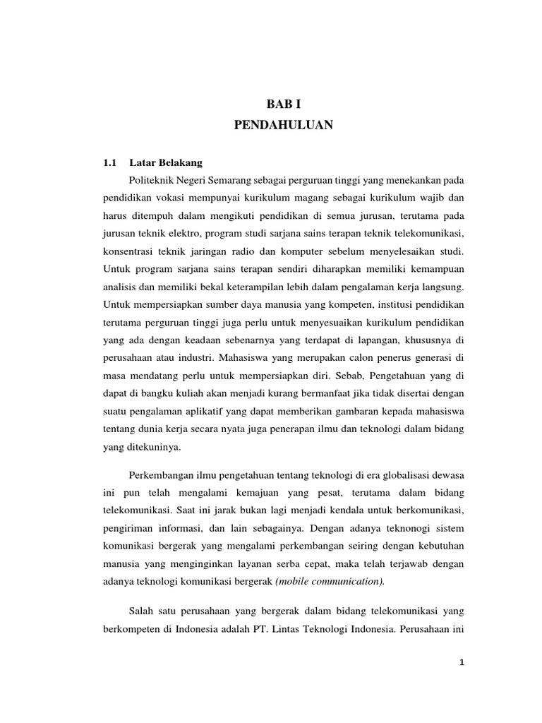 Magang Telekomunikasi di PT LTI | PDF
