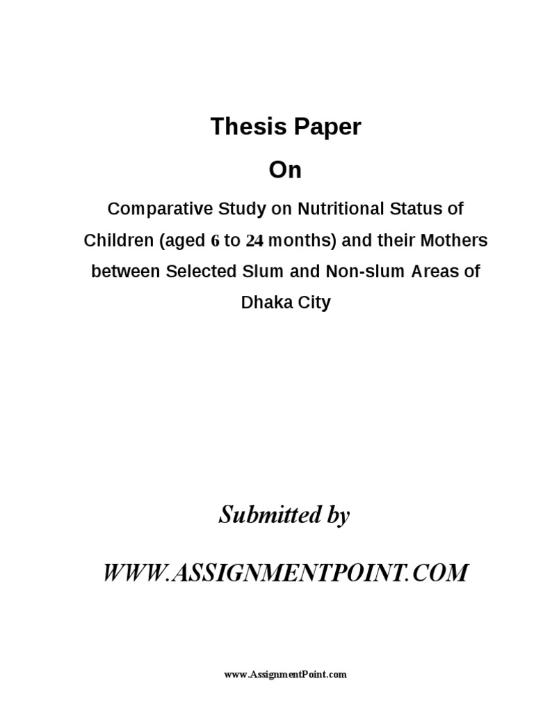 Thesis On Nutritional Status Of Children And Their Mothers Pdf