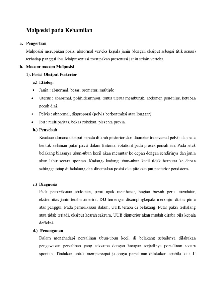 Malposisi Pada Kehamilan | PDF