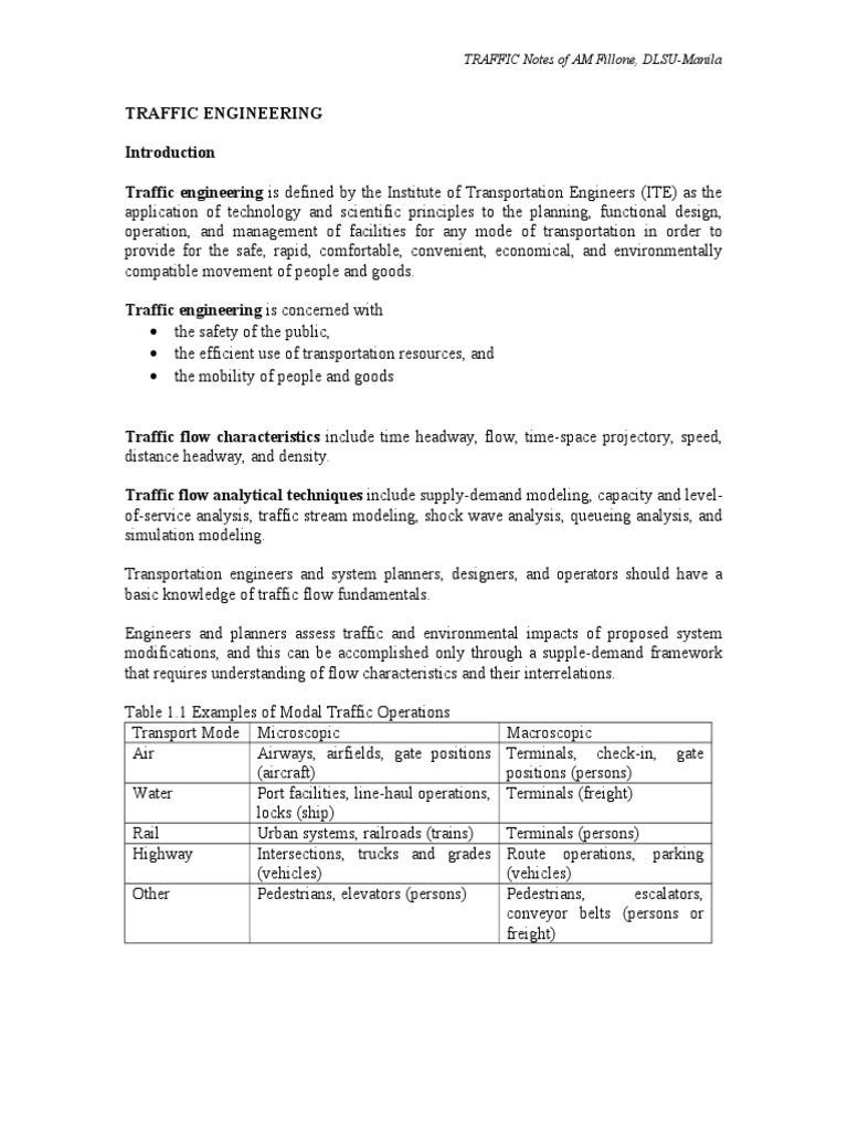 TRAFFIC Notes of AM Fillone, DLSU-Manila | PDF