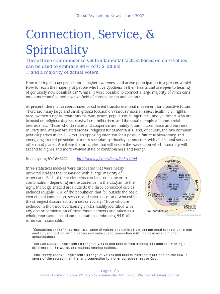 Connection, Service, Spirituality - IOOW-2000 Research | PDF ...