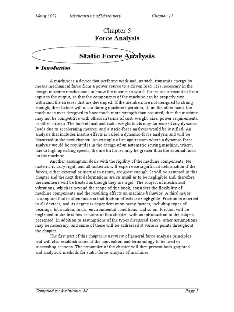 Static Force Analysis in Machinery | PDF | Machines | Inertia