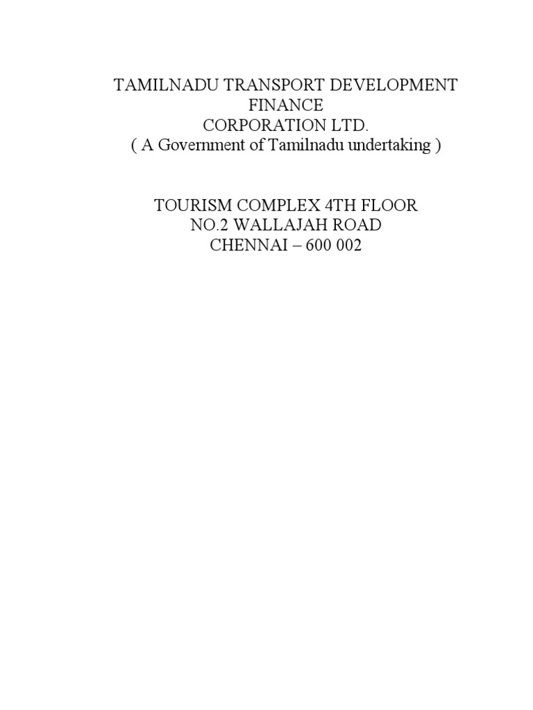 Tamilnadu Transport Development Finance Corporation Ltd. (A Government ...