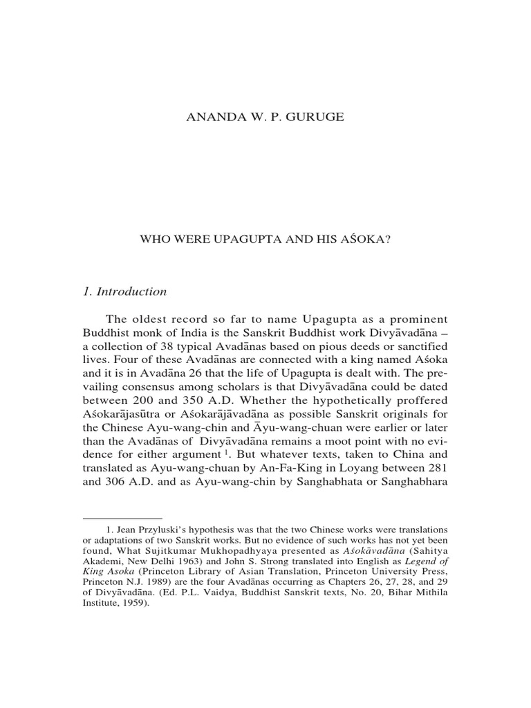 Article - Who Were Upagupta and His Ashoka | PDF | Ashoka | Gautama Buddha