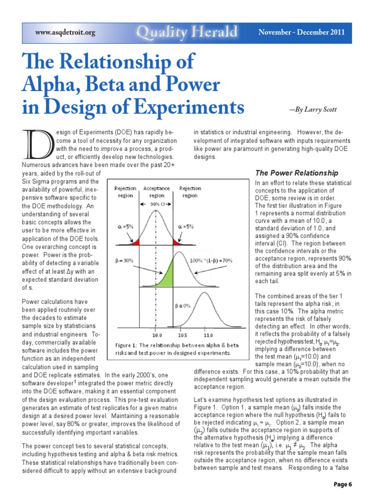 5 Relationship of Alpha Beta Power in DOE | PDF | Statistical ...