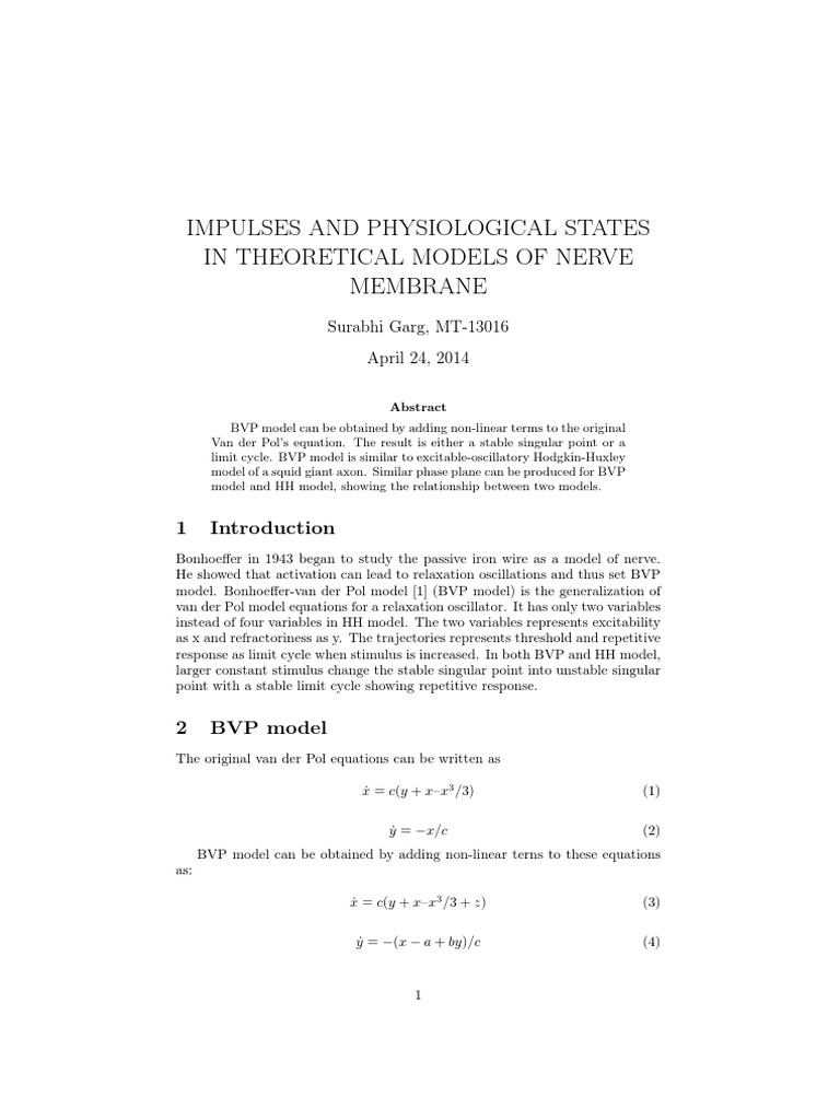 Impulses Physiological States | PDF | Stability Theory | Action Potential