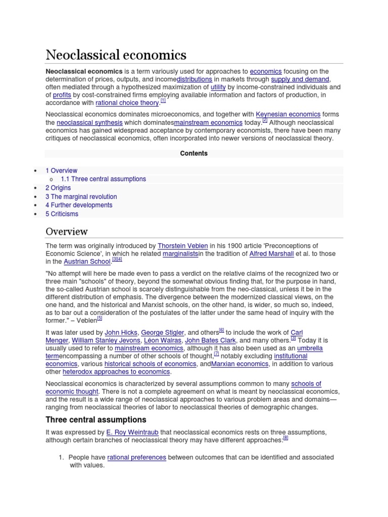 Neo Classical Economics | PDF | Neoclassical Economics | Political Economy