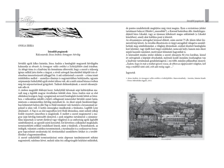 Józsa András - Az Ősmagyar Vallás Emlékei A Székelyföldön (Bemutató) | PDF