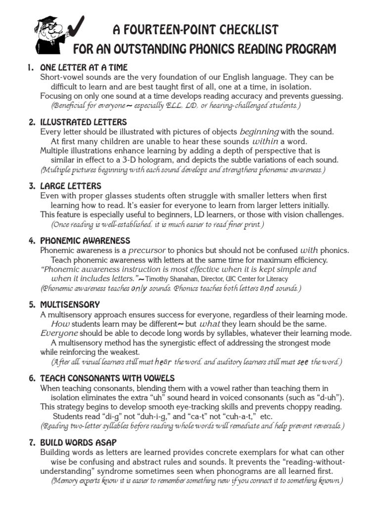 Phonics Checklist | PDF | Phonics | Reading (Process)