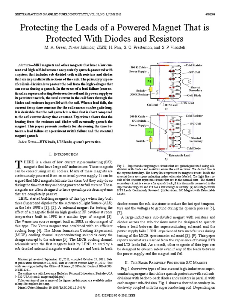 Protecting The Leads of A Powered Magnet That Is Protected With Diodes ...