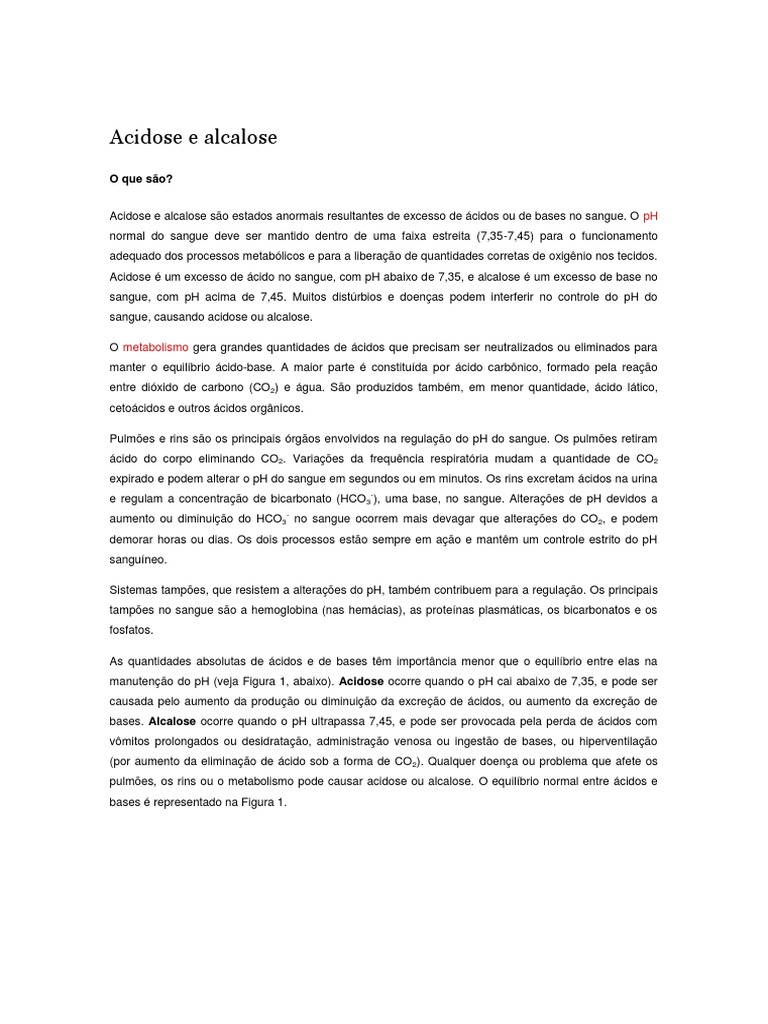 Acidose e alcalose: distúrbios ácido-base, causas, sintomas e abordagem ...
