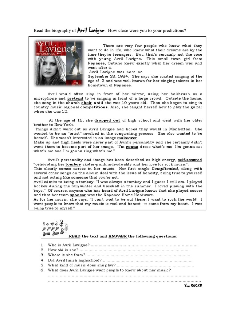 Avril Lavigne Biography Pdf Music Industry Albums