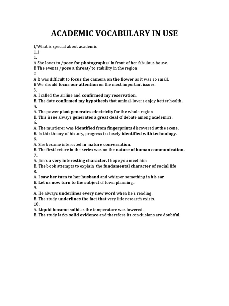 Academic Vocabulary in Use | PDF