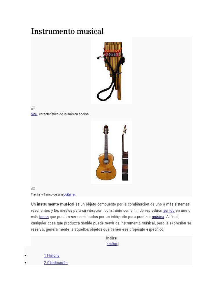 Historia y Clasificación de Instrumentos | PDF | Instrumentos musicales ...