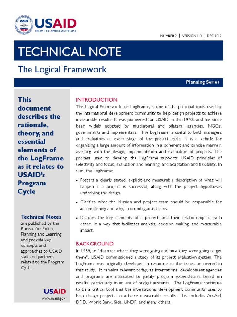USAID - LogFrame | PDF | United States Agency For International ...