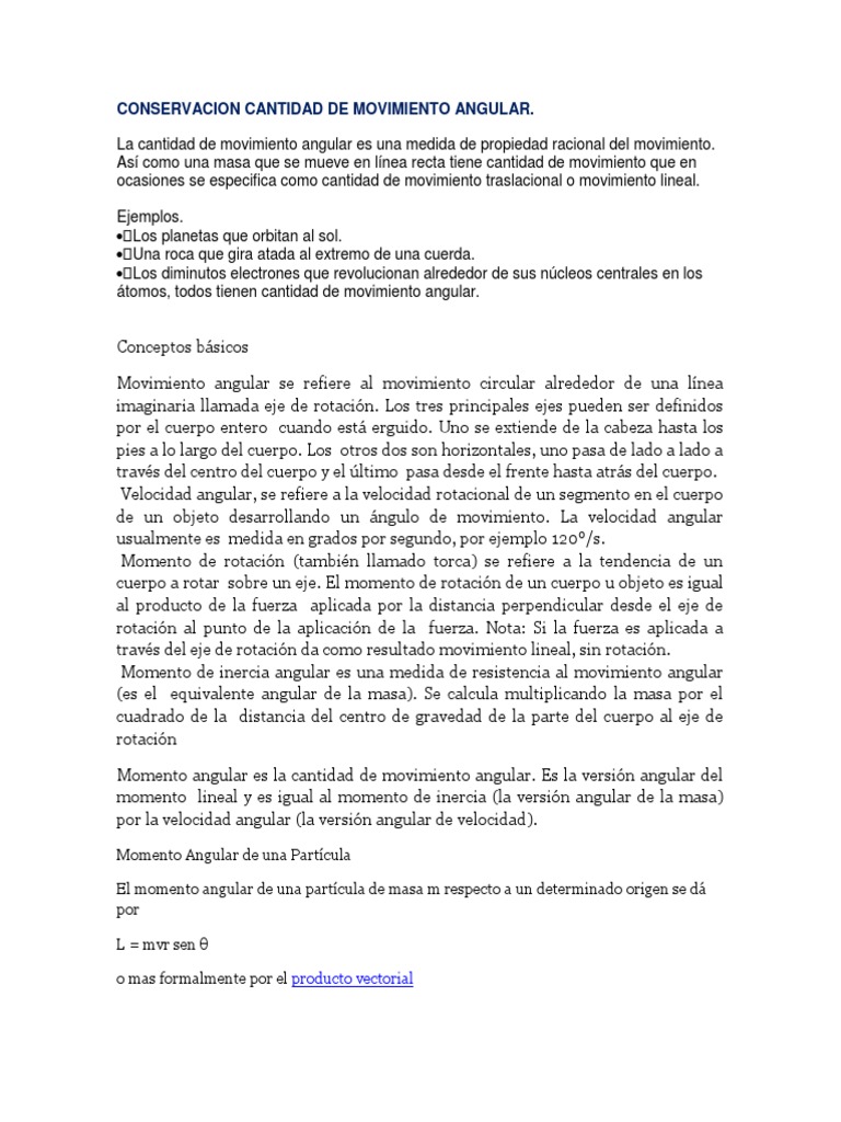 Conservación del Momento Angular | PDF | Momento angular | Impulso