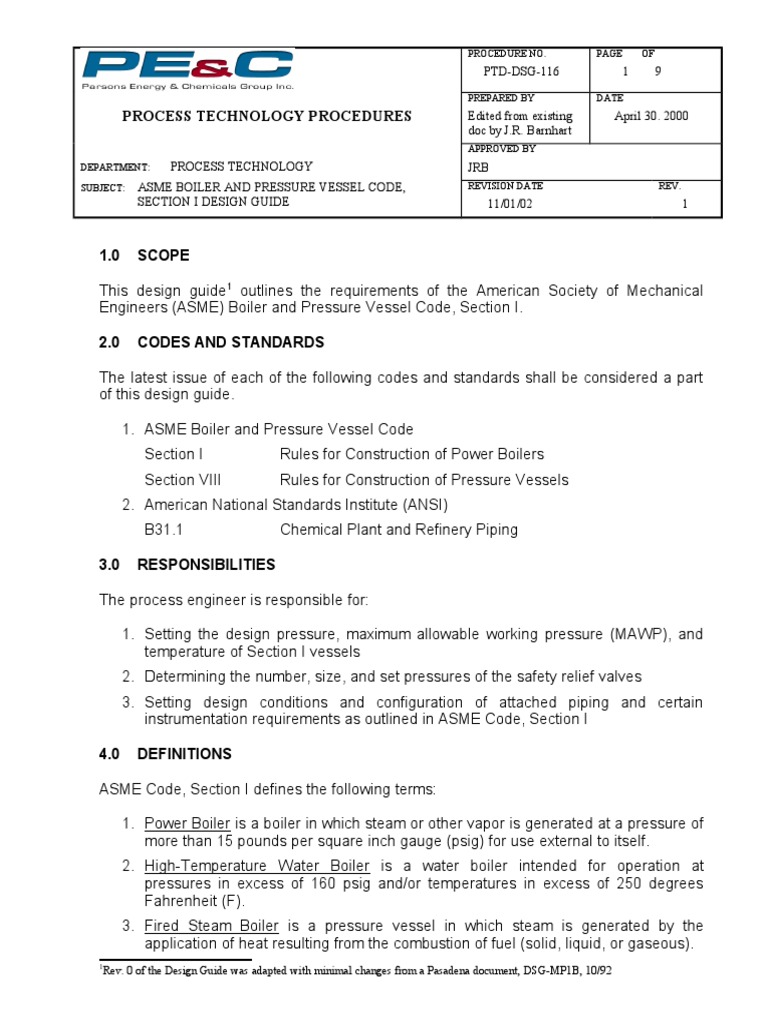 Asme Boiler and Pressure Vessel Code, Section I Design Guide | PDF ...