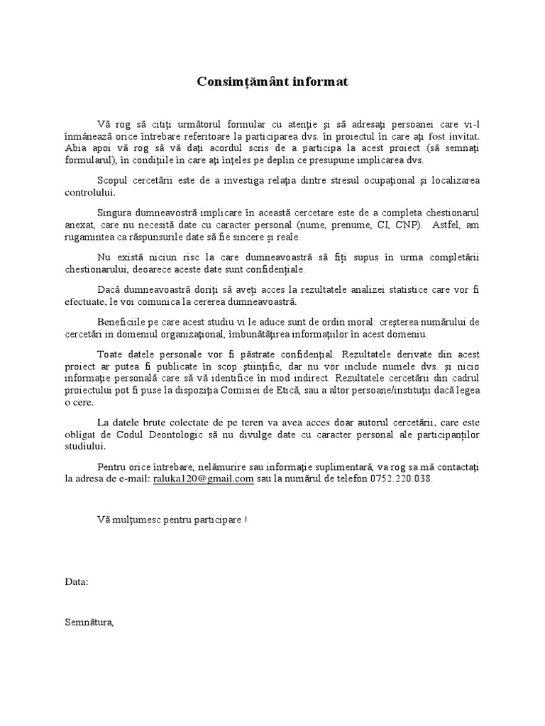 Consimtamant Informat | PDF