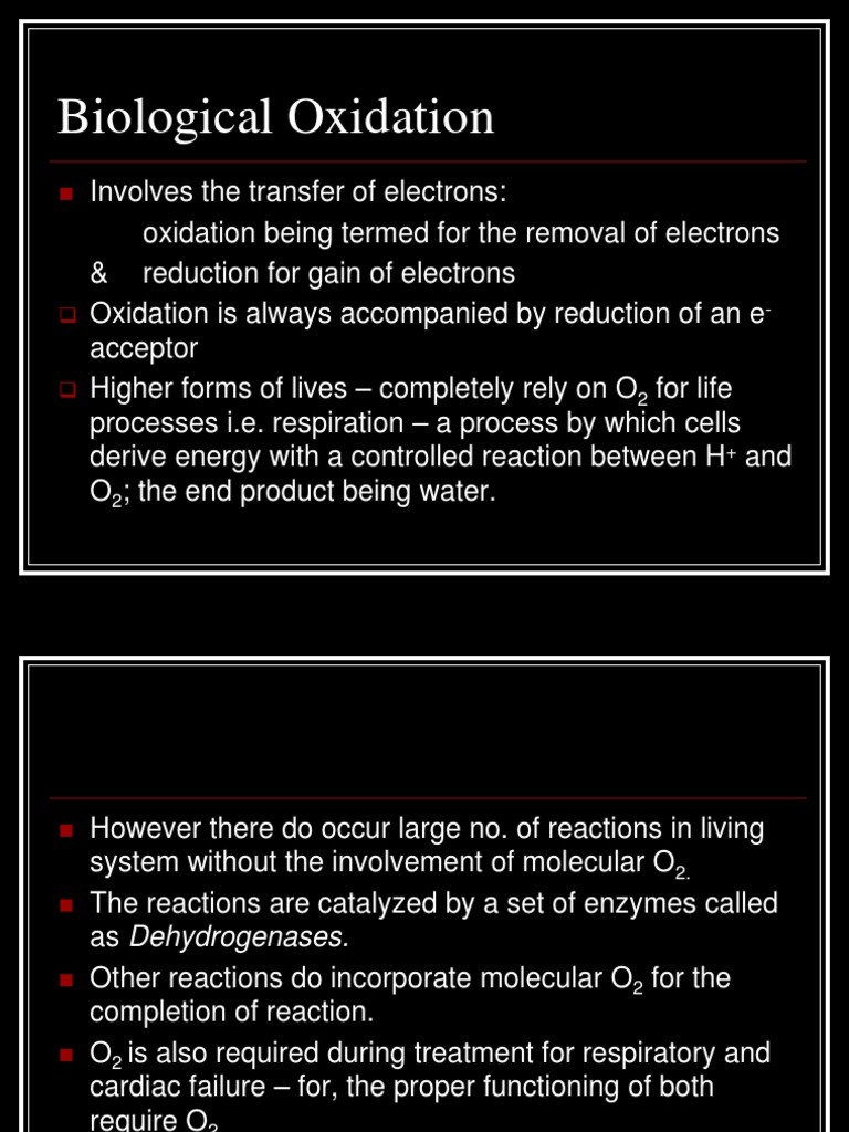 Biological Oxidation | PDF | Redox | Chemical Reactions