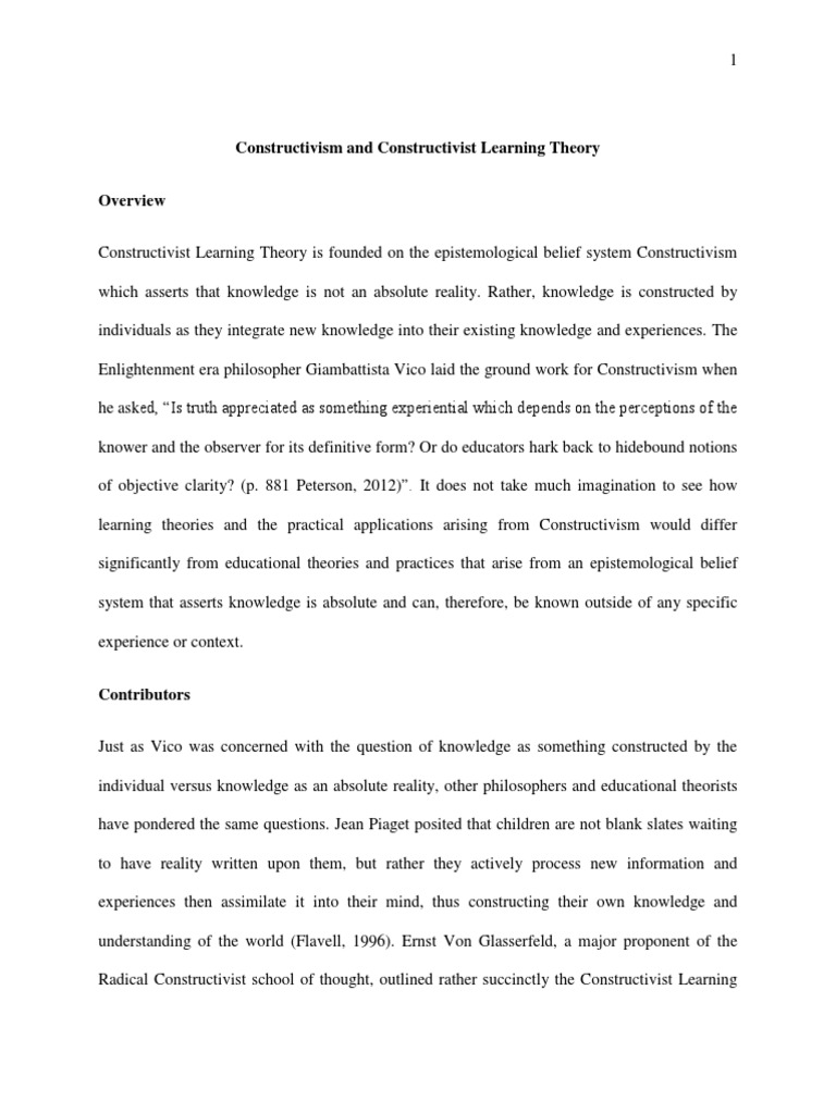 Constructivist Learning Theory Paper | PDF | Constructivism (Philosophy ...