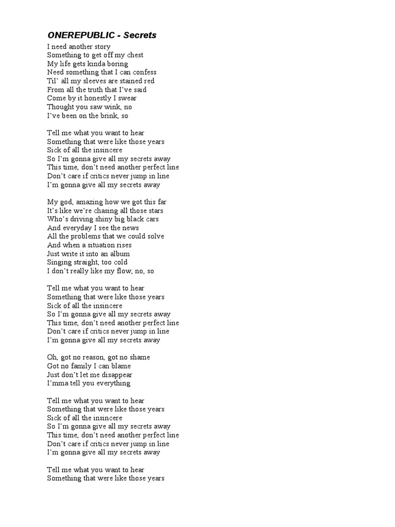 One Republic Album Secrets