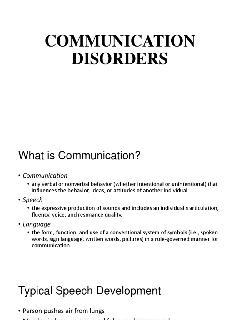 Communication Disorders | PDF | Language Development | Word