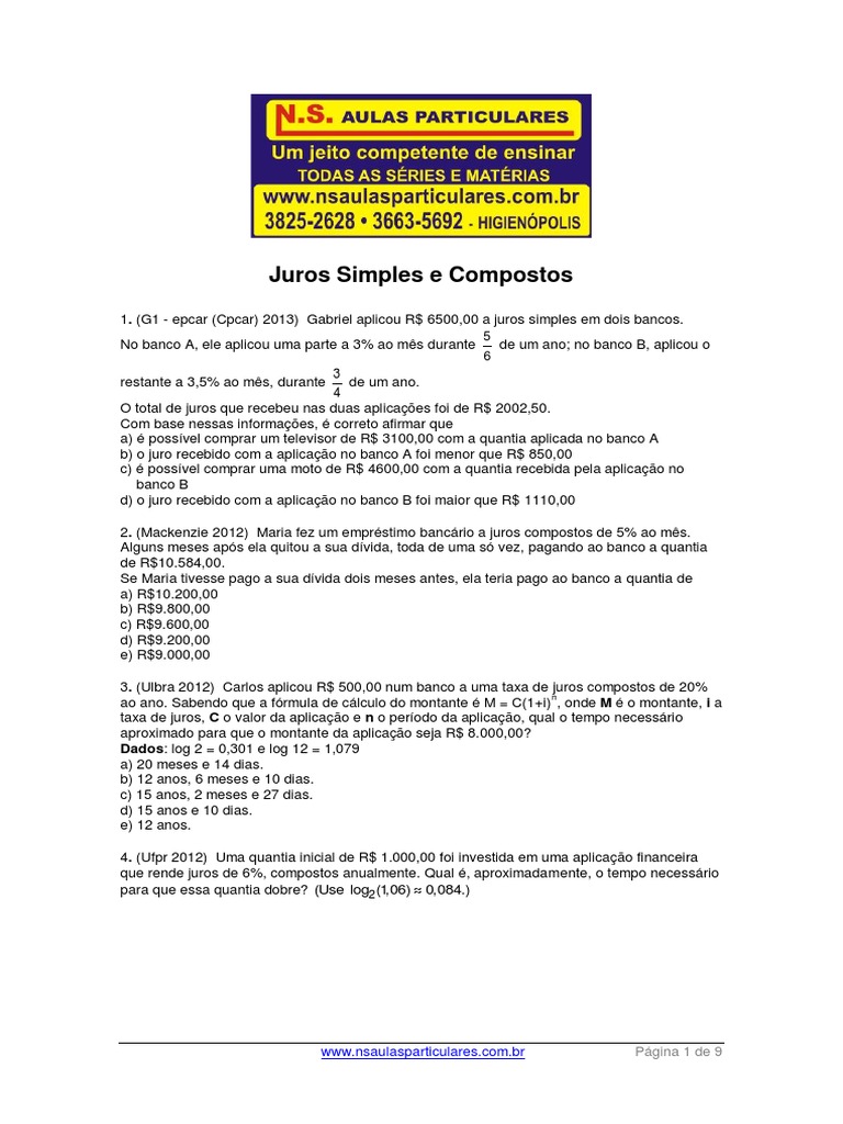 Juros Simples e Compostos | PDF | Passivo (contabilidade financeira) | Juros