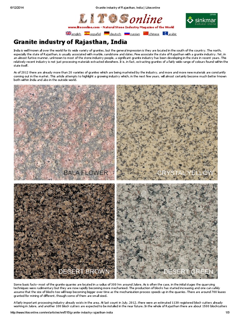 Rajasthan's Emerging Granite Industry | PDF | Granite | Mining