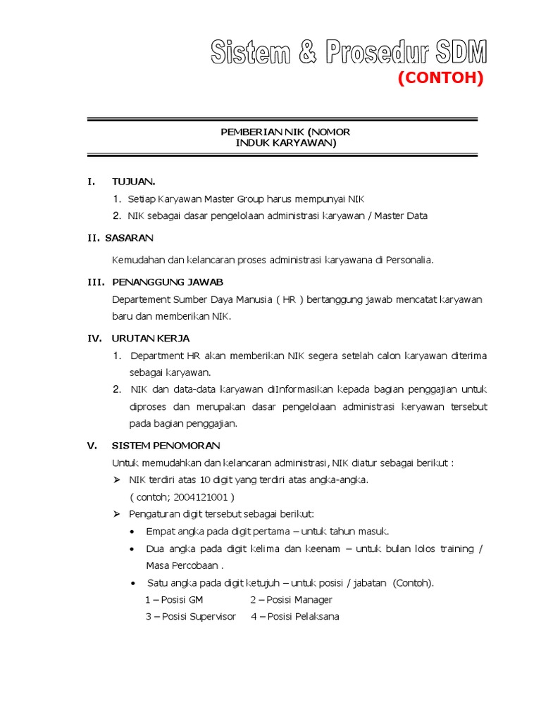 Gratis Contoh SOP HRD | PDF