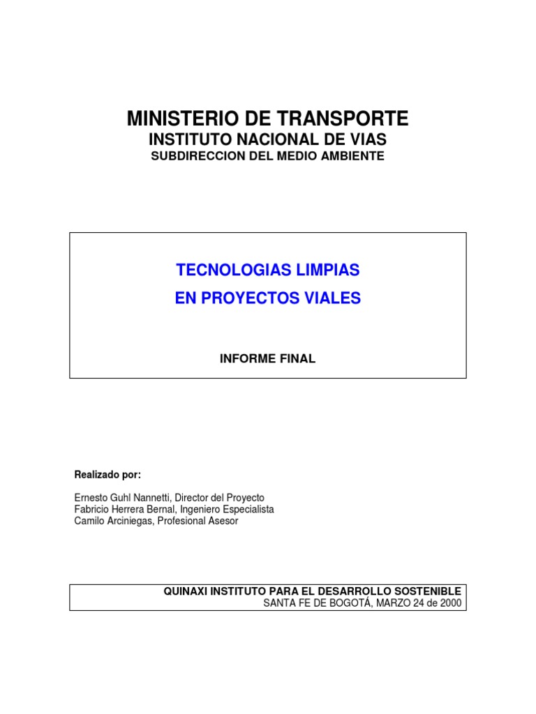 Tecnologías Limpias en Proyectos Viales | PDF | Desarrollo sostenible ...