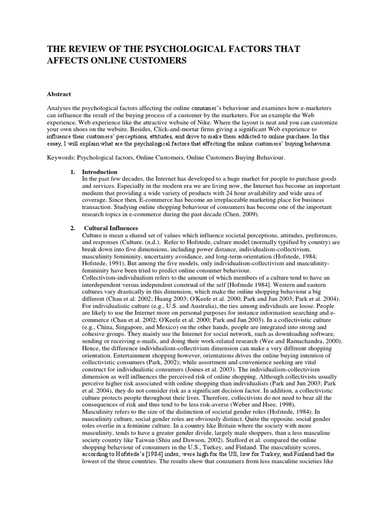 Psychological Factors That Affects Online Customers | PDF | Online ...