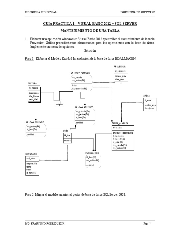 Guia Practica 1 - Visual Basic 2012 + SQL Server Mantenimiento de Una Tabla | PDF | Teaching ...