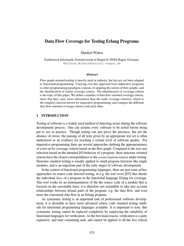 Data Flow Coverage For Testing Erlang Programs | PDF | Functional ...