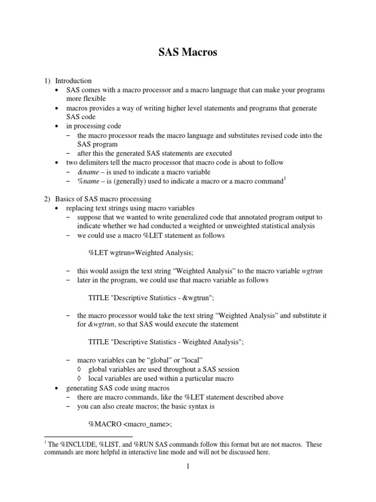 SAS Macro | PDF | Macro (Computer Science) | Sas (Software)