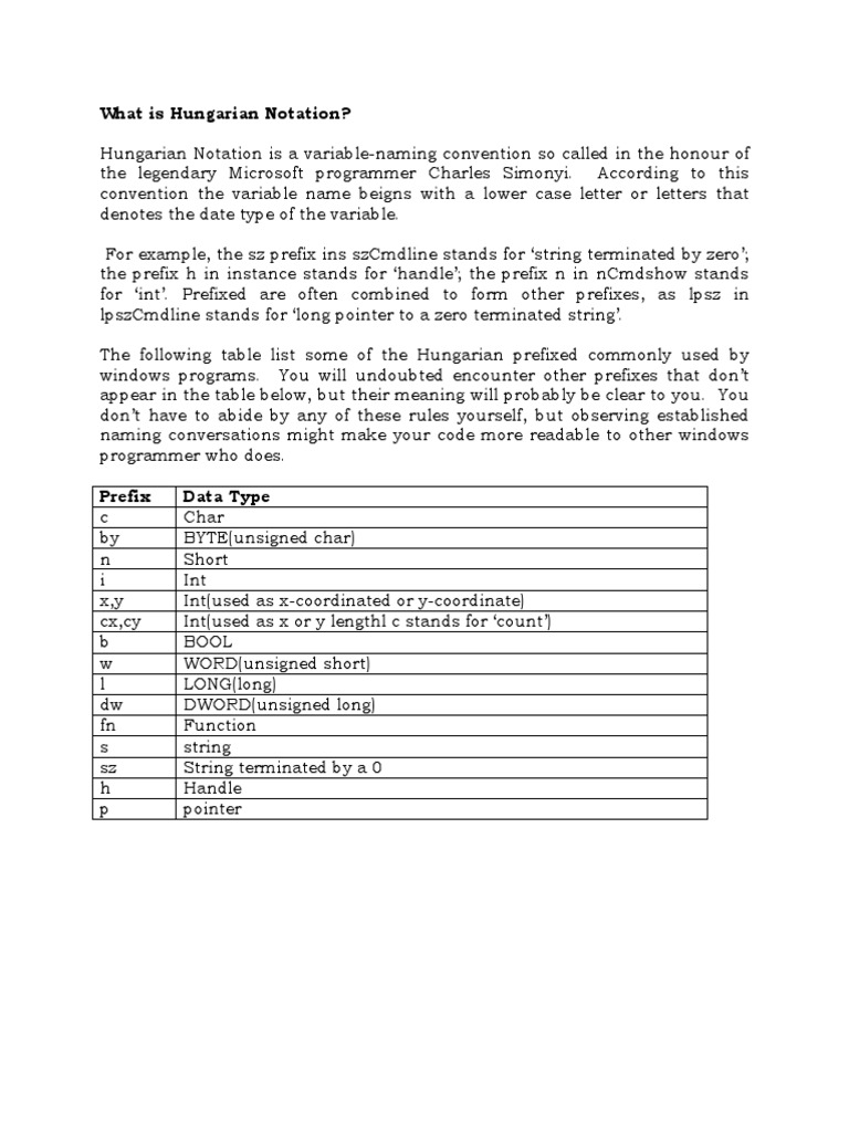 What Is Hungarian Notation | PDF