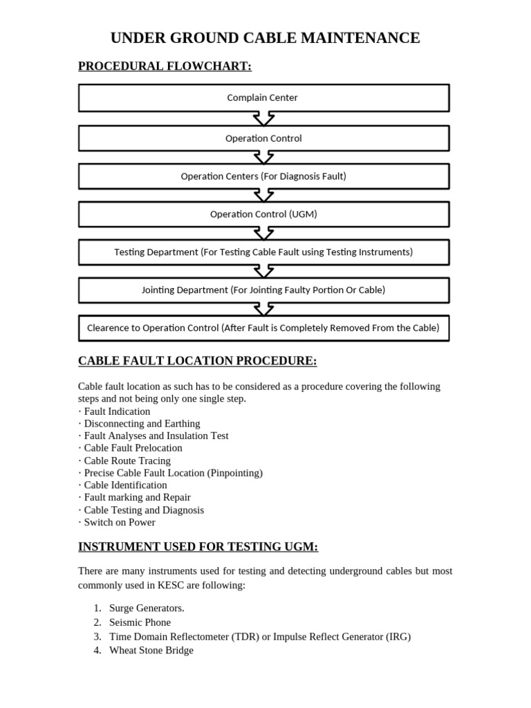 Under Ground Cable Maintenance | PDF | Cable | Manufactured Goods