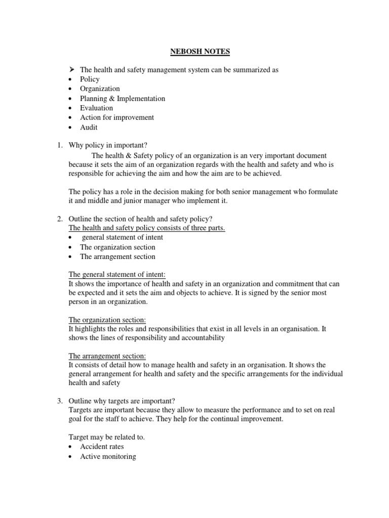 Nebosh Notes | PDF | Occupational Safety And Health | Personal ...