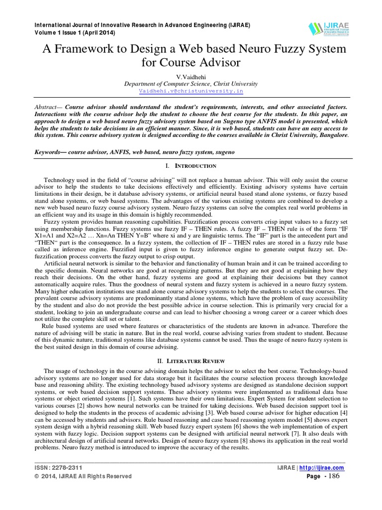 A Framework To Design A Web Based Neuro Fuzzy System For Course Advisor ... A Framework To Design A Web Based Neuro Fuzzy System For Course Advisor ...