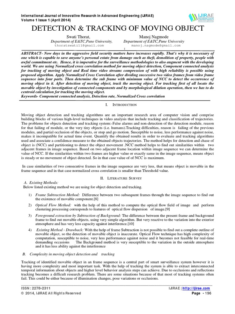 Detection & Tracking of Moving Object | PDF | Data Compression | Optics