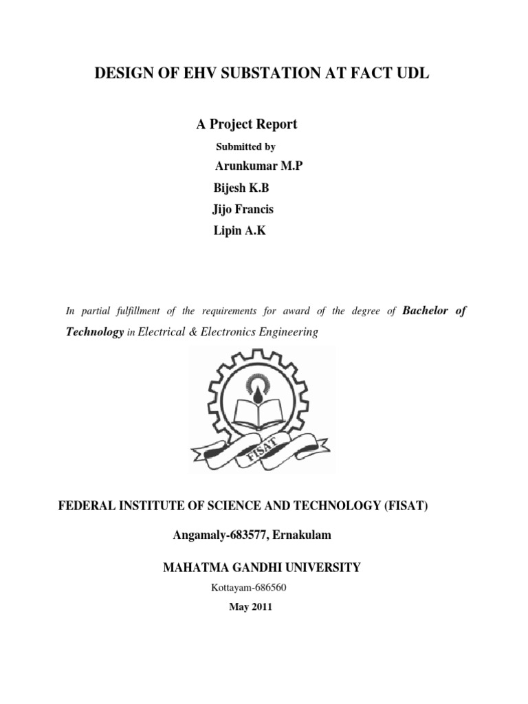 Design of Ehv Substation at Fact Udl: A Project Report | PDF ...